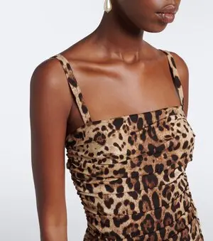 Dolce & Gabbana Leopard-print Silk-blend Charmeuse Minidress