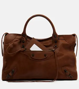 Balenciaga Le City Medium Leather Shoulder Bag - Brown