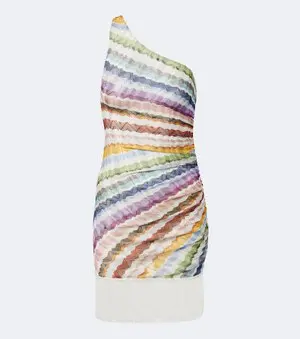 Missoni Chevron Fringed One-shoulder Beach Dress - Multicoloured