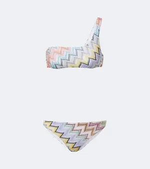Missoni Zigzag One-shoulder Lamé Bikini - Multicoloured