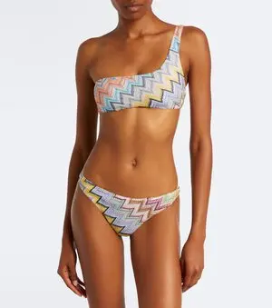 Missoni Zigzag One-shoulder Lamé Bikini - Multicoloured