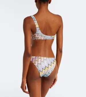 Missoni Zigzag One-shoulder Lamé Bikini - Multicoloured
