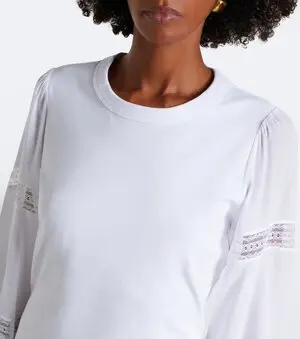 Veronica Beard Bellamie Lace-trimmed Cotton-blend Top - White