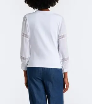 Veronica Beard Bellamie Lace-trimmed Cotton-blend Top - White