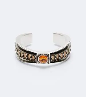 Isabel Marant Étoile Embellished Natural Stone Cuff Bracelet - Silver
