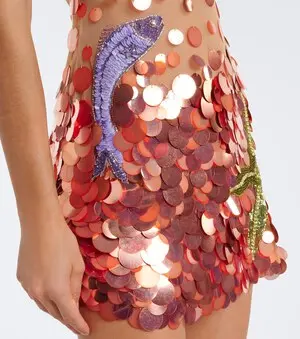 Retrofete Dorothy Embellished Halterneck Minidress
