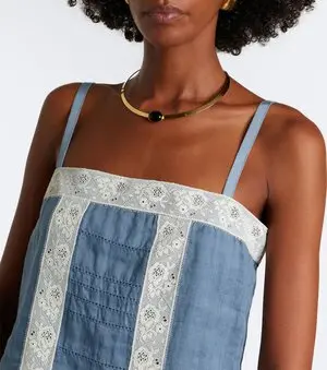 Veronica Beard Olivana Lace-trimmed Ramie Top