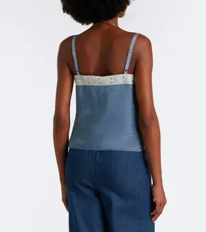 Veronica Beard Olivana Lace-trimmed Ramie Top