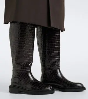 A.emery Jude Croc-effect Leather Knee-high Boots