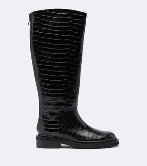 A.emery Jude Croc-effect Leather Knee-high Boots