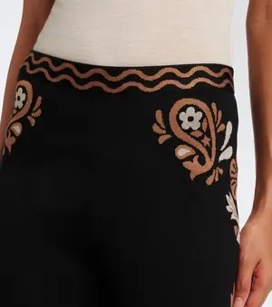 Alanui Wide Leg Pants In Wool And Silk Blend