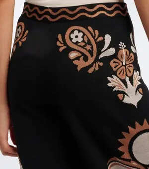 Alanui Wide Leg Pants In Wool And Silk Blend