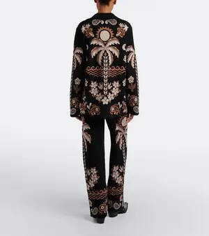 Alanui Wide Leg Pants In Wool And Silk Blend