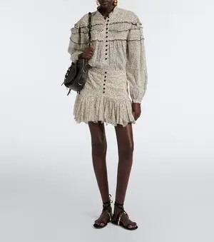 MARANT ETOILE Daneen Polka Dot Cotton Voile Miniskirt - White