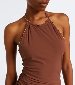 Christopher Esber Embellished Halterneck Jersey Minidress