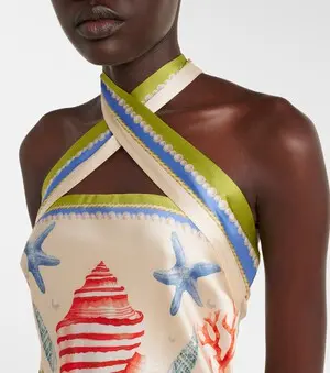 Retrofete Printed Silk-blend Halterneck Mini Dress - Multicoloured