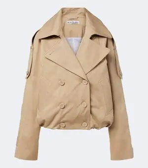 Acne Studios Cropped Cotton Twill Trench Coat - Beige