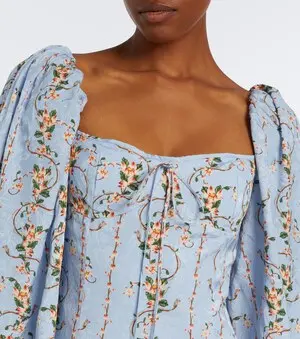 Agua Bendita Lorena Floral Puff Sleeve Mini Dress