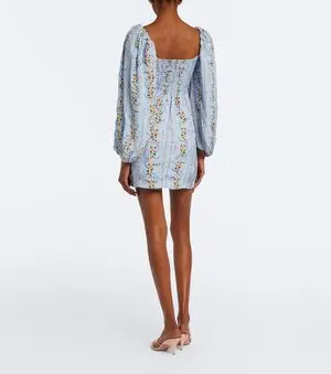 Agua Bendita Lorena Floral Puff Sleeve Mini Dress