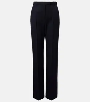Alexander McQueen Straight Leg Wool Trousers - Black