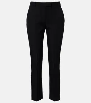 Alexander McQueen Straight Leg Wool Trousers - Black