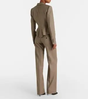 Alexander McQueen Straight Leg Wool Trousers - Grey
