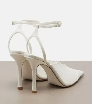 JIMMY CHOO Faiz Lace And Leather Pumps With Ankle Strap - White