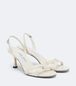JIMMY CHOO Elsy Leather Slingback Sandals In Latte - White