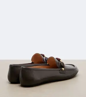 GIANVITO ROSSI Embellished Leather Loafers - Brown