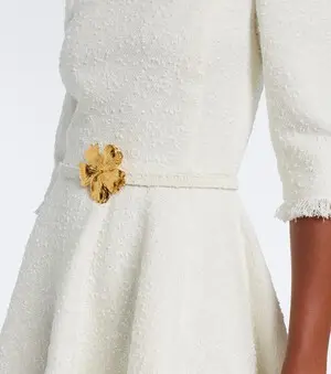 Oscar De La Renta Belted Fringed Bouclé Midi Dress