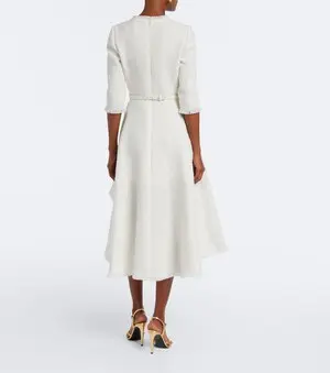 Oscar De La Renta Belted Fringed Bouclé Midi Dress