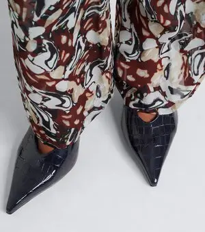 JIMMY CHOO Isa Croc-effect Leather Slingback Pumps