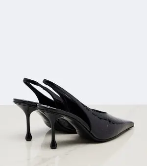 JIMMY CHOO Isa Croc-effect Leather Slingback Pumps