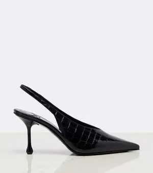 JIMMY CHOO Isa Croc-effect Leather Slingback Pumps