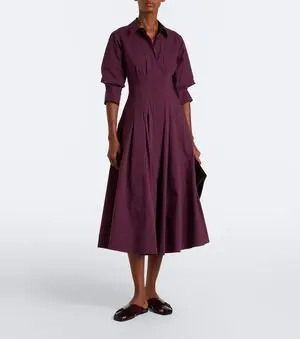 Simkhai Jazz Pleated Cotton Poplin Shirt Dress - Burgundy