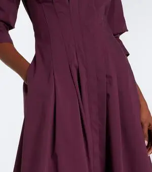 Simkhai Jazz Pleated Cotton Poplin Shirt Dress - Burgundy