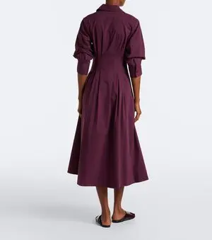 Simkhai Jazz Pleated Cotton Poplin Shirt Dress - Burgundy