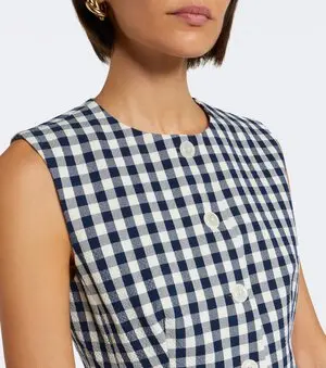 Veronica Beard Lois Gingham Cotton Vest - Blue