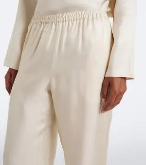 Loulou De Saison Alera Silk Twill Wide-leg Pants - Beige