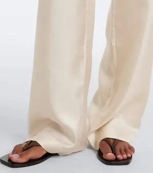 Loulou De Saison Alera Silk Twill Wide-leg Pants - Beige