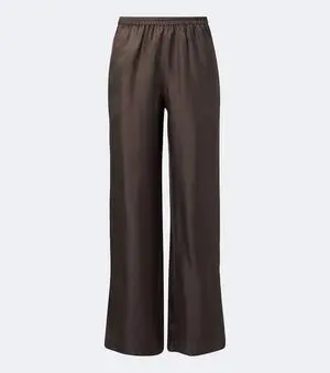 Loulou De Saison Alera Silk Twill Wide-leg Pants - Brown
