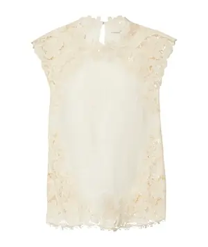 Ulla Johnson Amelie Crochet-trimmed Linen Top - White