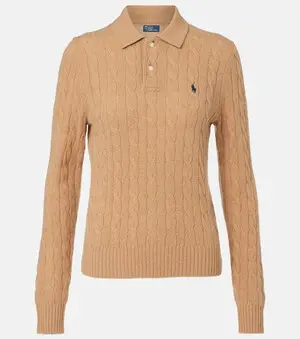 Polo Ralph Lauren Cable-knit Wool And Cashmere Polo Sweater - Beige