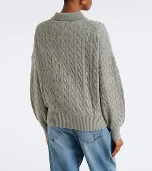 Polo Ralph Lauren Cable-knit Wool And Cashmere Polo Sweater - Grey