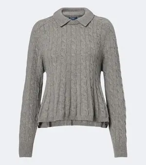 Polo Ralph Lauren Cable-knit Wool And Cashmere Polo Sweater - Grey