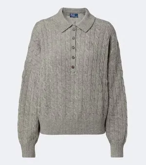 Polo Ralph Lauren Cable-knit Wool And Cashmere Polo Sweater - Grey