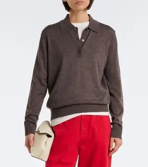 Loulou De Saison Miles Cashmere Polo Sweater Melange