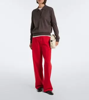 Loulou De Saison Miles Cashmere Polo Sweater Melange