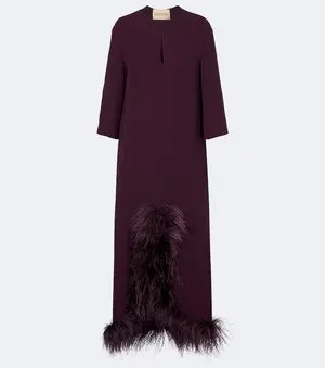 Valentino Garavani Cady Couture Feather-trimmed Gown