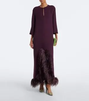 Valentino Garavani Cady Couture Feather-trimmed Gown